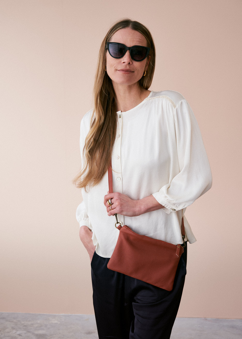Jody Leather Clutch Bag - Terracotta | Accessories | BUSBY & FOX