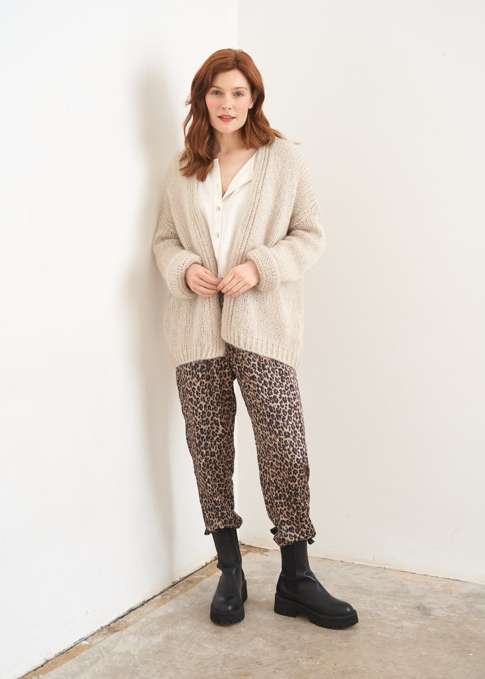Dina Chunky Knit Cardigan - Oatmeal | Knitwear | BUSBY & FOX