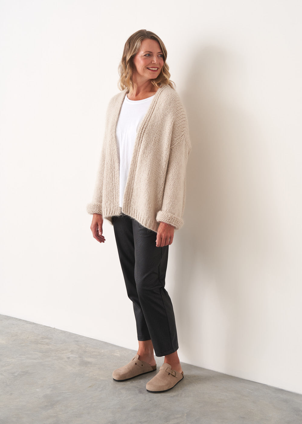 Dina Chunky Knit Cardigan - Oatmeal | Knitwear | BUSBY & FOX