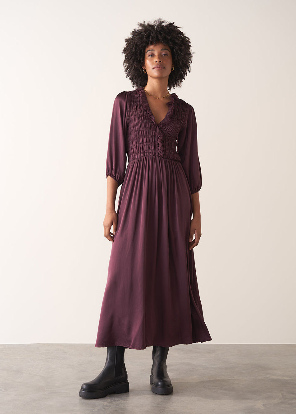 Cecily Satin Dress - Plum | Dresses | BUSBY & FOX – Busby & Fox